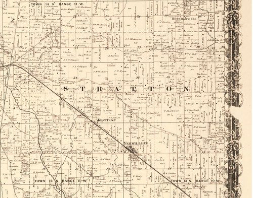 Stratton Illinois 1870 Old Town Map Custom Print - Edgar Co. - OLD MAPS
