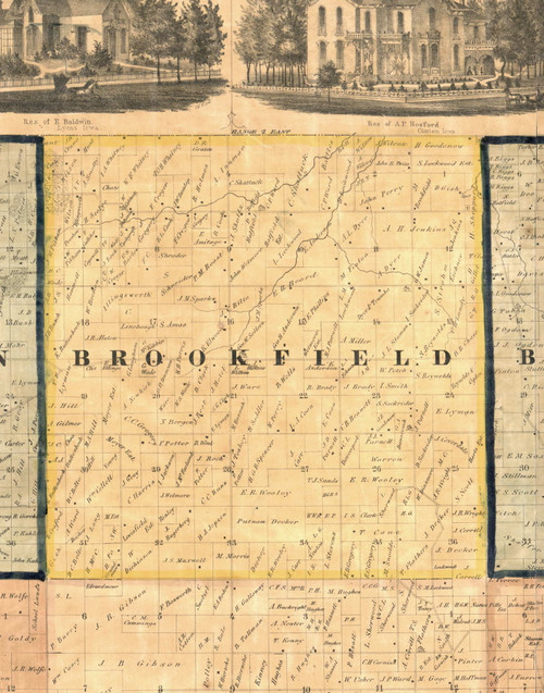 Brookfield, Iowa 1865 Old Town Map Custom Print - Clinton Co. - OLD MAPS