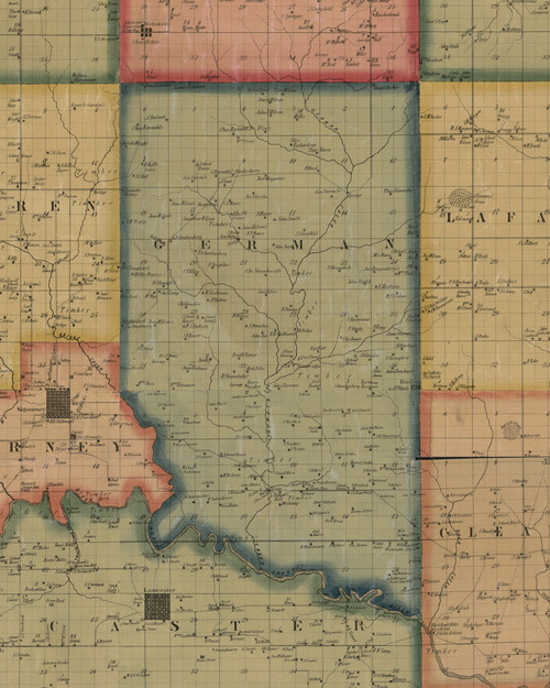 German, Iowa 1861 Old Town Map Custom Print - Keokuk Co. - OLD MAPS