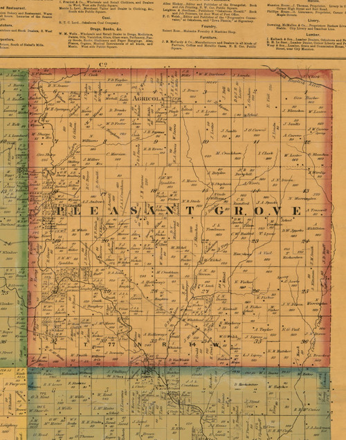 Pleasant Grove, Iowa 1871 Old Town Map Custom Print - Mahaska Co. - OLD ...