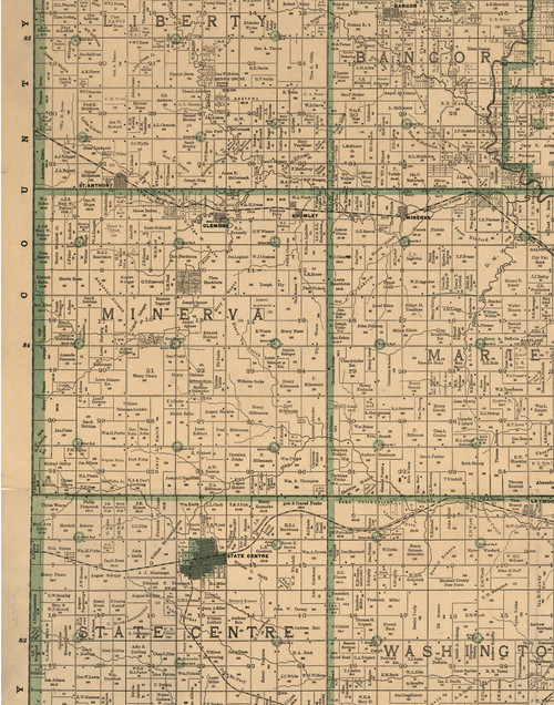 Minerva, Iowa 1896 Old Town Map Custom Print - Marshall Co. - OLD MAPS