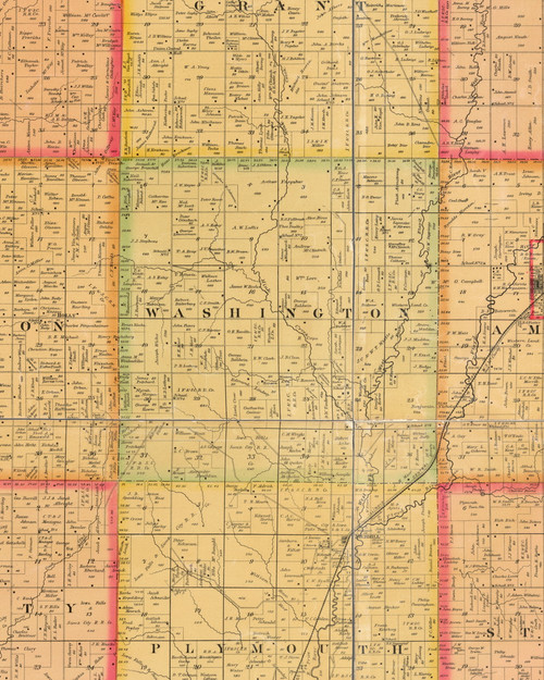 Washington, Iowa 1884 Old Town Map Custom Print - Plymouth Co. - OLD MAPS