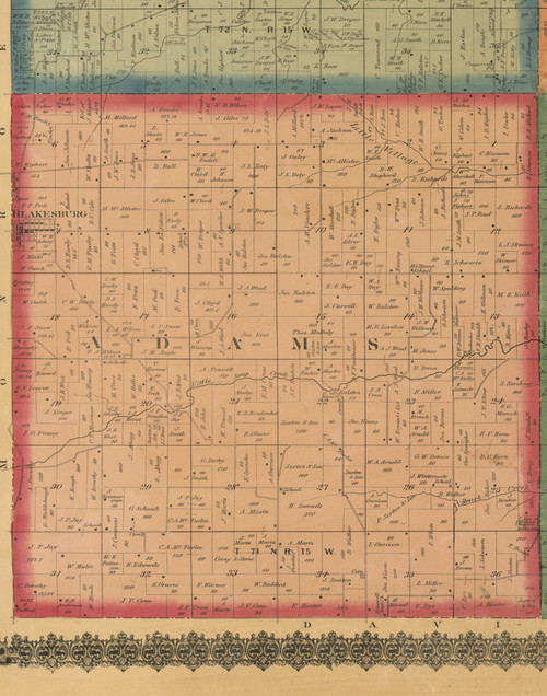 Adams, Iowa 1870 Old Town Map Custom Print - Wapello Co. - OLD MAPS