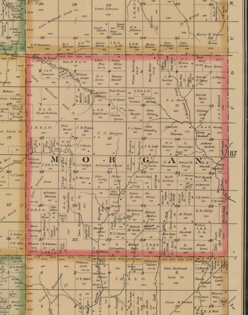 Morgan, Iowa 1884 Old Town Map Custom Print - Woodbury Co. - OLD MAPS
