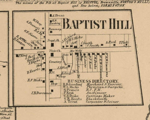 Baptist Hill Village, New York 1859 Old Town Map Custom Print - Ontario ...