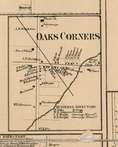 Oaks Corners Village, New York 1859 Old Town Map Custom Print - Ontario ...