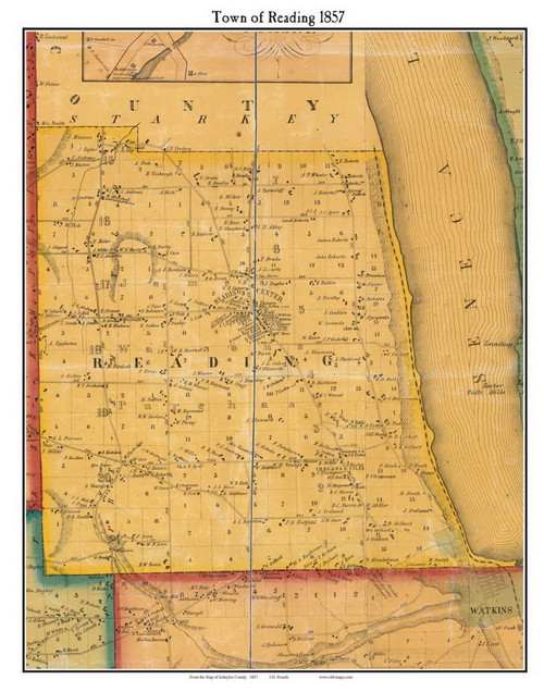 Reading, New York 1857 Old Town Map Custom Print - Schuyler Co. - OLD MAPS