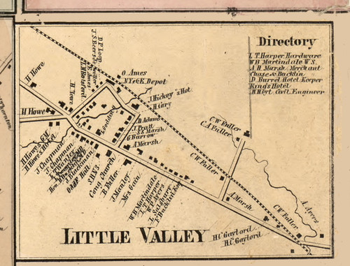 Little Valley Village, New York 1856 Old Town Map Custom Print ...
