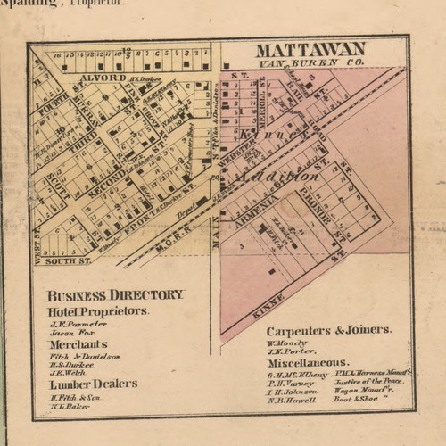 Mattawan, Michigan 1860 Old Town Map Custom Print - Van Buren Co. - OLD ...