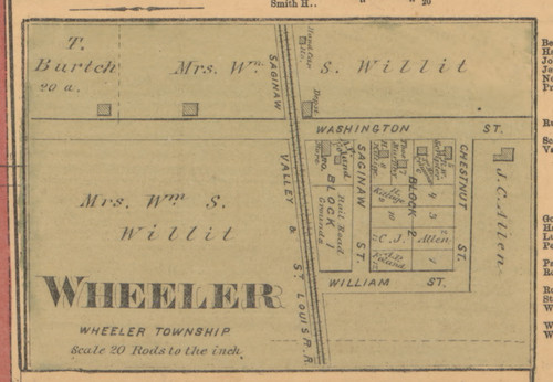 Wheeler Township, Michigan 1876 Old Town Map Custom Print - Gratiot Co ...