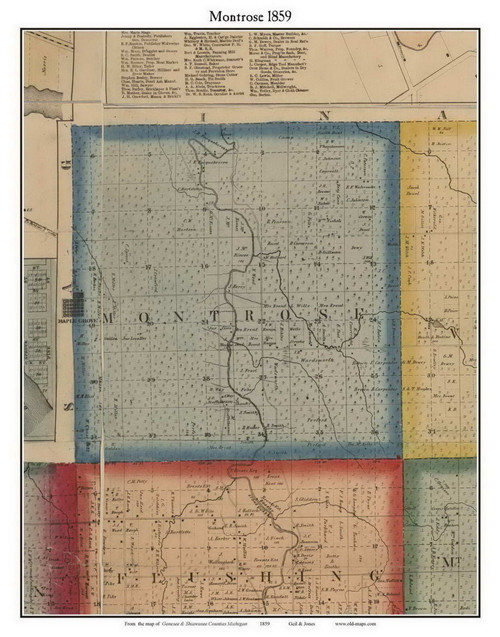 Montrose, Michigan 1859 Old Town Map Custom Print - Genesee Co. - OLD MAPS