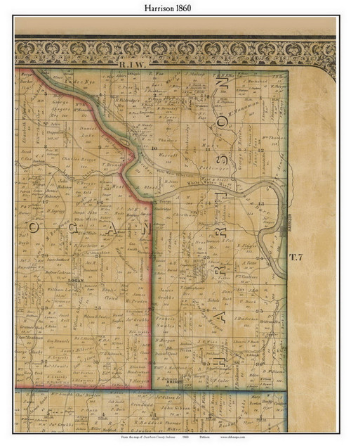 Harrison, Indiana 1860 Old Town Map Custom Print - Dearborn Co. - OLD MAPS