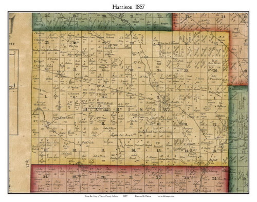 Harrison, Indiana 1857 Old Town Map Custom Print - Henry Co. - OLD MAPS