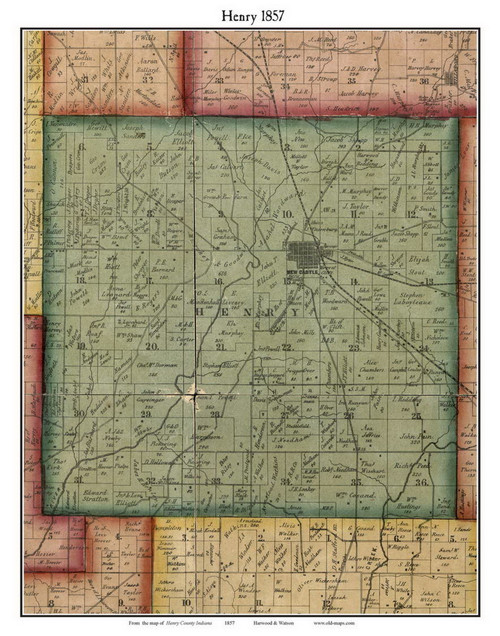 Henry, Indiana 1857 Old Town Map Custom Print - Henry Co. - OLD MAPS