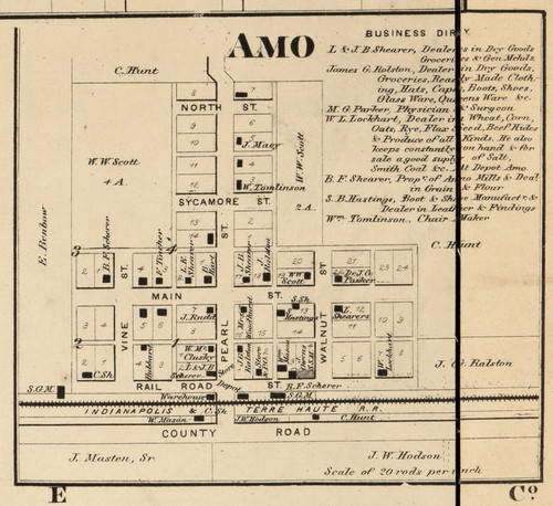 Amo Village - Clay Indiana 1865 Old Town Map Custom Print - Hendricks ...