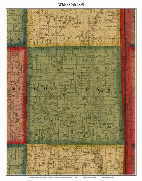 White Oak, Michigan 1859 Old Town Map Custom Print - Ingham Co. - OLD MAPS