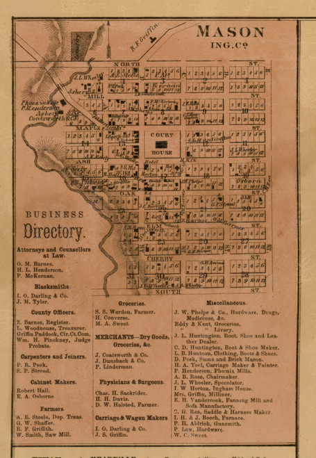 Mason, Michigan 1859 Old Town Map Custom Print - Ingham Co. - OLD MAPS