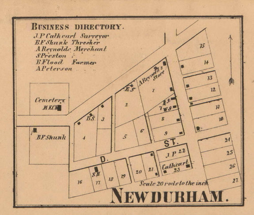 New Durham Village, New Durham, Indiana 1862 Old Town Map Custom Print ...