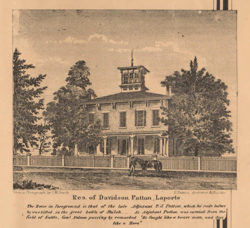 Patton Residence, Laporte Village, Centre, Indiana 1862 Old Town Map ...