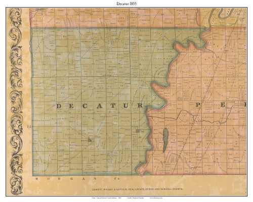 Decatur, Indiana 1855 Old Town Map Custom Print - Marion Co. - OLD MAPS