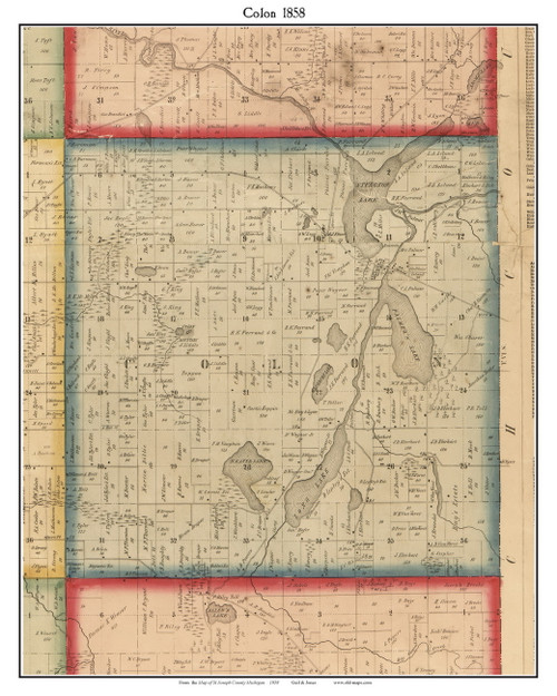 Colon, Michigan 1858 Old Town Map Custom Print - St. Joseph Co. - OLD MAPS
