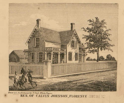 Johnson Residence, Florence, Michigan 1858 Old Town Map Custom Print ...