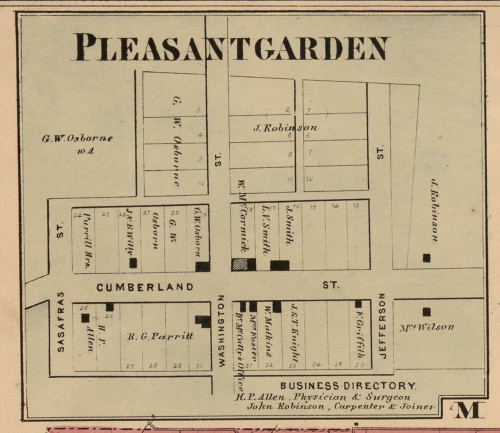 Pleasant Garden Village, Washington, Indiana 1864 Old Town Map Custom ...