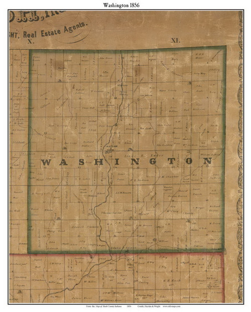 Washington, Indiana 1856 Old Town Map Custom Print Rush Co. - OLD MAPS