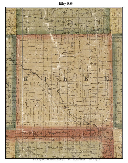 Riley, Michigan 1859 Old Town Map Custom Print - St. Clair Co. - OLD MAPS