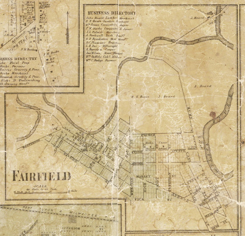 Fairfield Village, Clyde, Michigan 1859 Old Town Map Custom Print - St ...