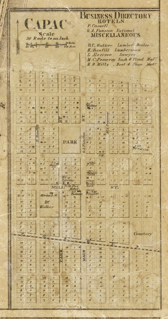Capac, Mussey, Michigan 1859 Old Town Map Custom Print - St. Clair Co ...