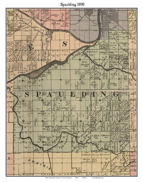 Spaulding Michigan 1890 Old Town Map Custom Print - Saginaw Co. - OLD MAPS