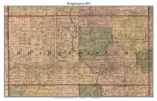 Bridgehampton, Michigan 1876 Old Town Map Custom Print - Sanilac Co ...