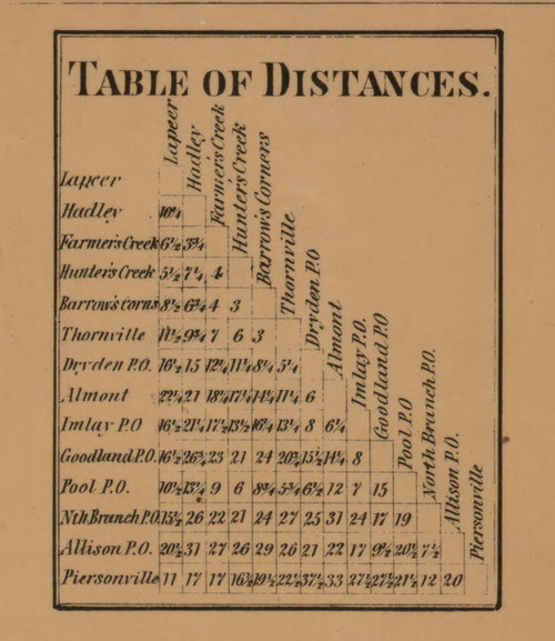 Distance, Michigan 1863 Old Town Map Custom Print - Lapeer Co. - OLD MAPS