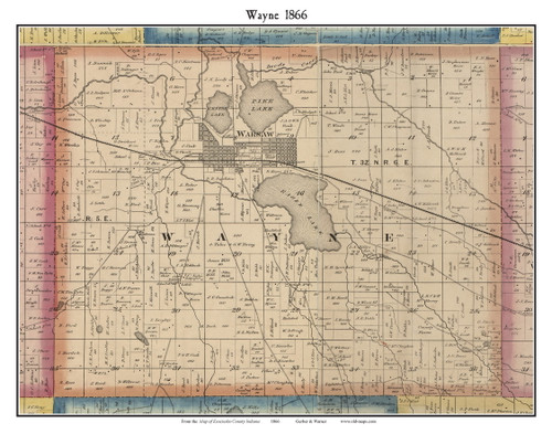 Wayne, Indiana 1866 Old Town Map Custom Print - Kosciusko Co. - OLD MAPS