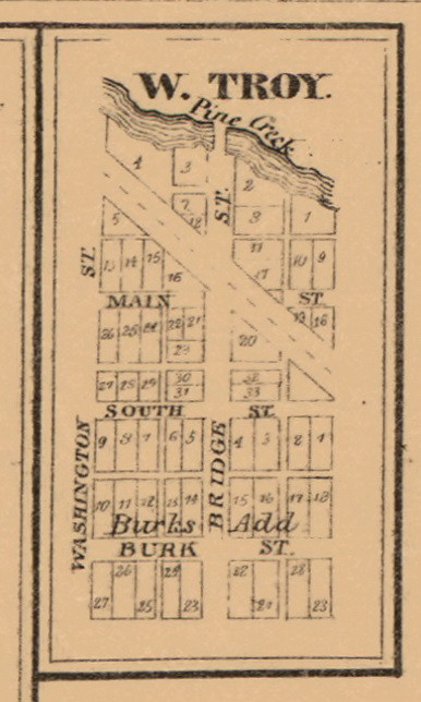 West Troy, Indiana 1863 Old Town Map Custom Print - St. Joseph Co ...
