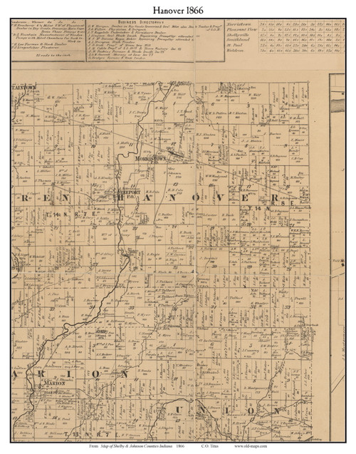 Hanover, Indiana 1866 Old Town Map Custom Print - Shelby Co. - OLD MAPS