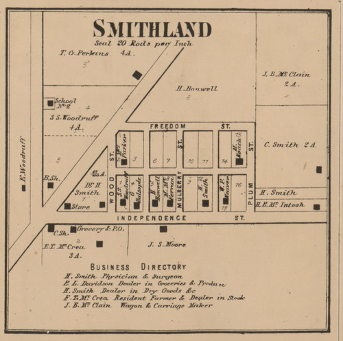 Smithland, Hendricks, Indiana 1866 Old Town Map Custom Print - Shelby ...