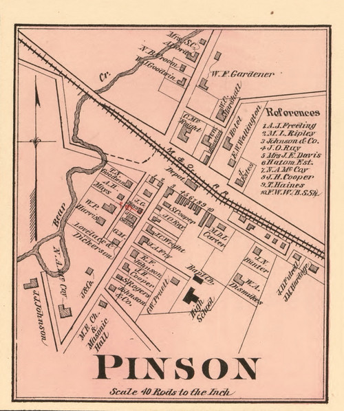 Pinson Village, District 1, Tennessee 1877 Old Town Map Custom Print ...