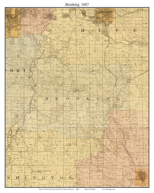 Brooking - Little Blue, Missouri 1887 Old Town Map Custom Print Jackson ...
