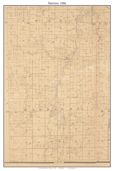 Harrison, Missouri 1886 Old Town Map Custom Print Vernon Co. - OLD MAPS