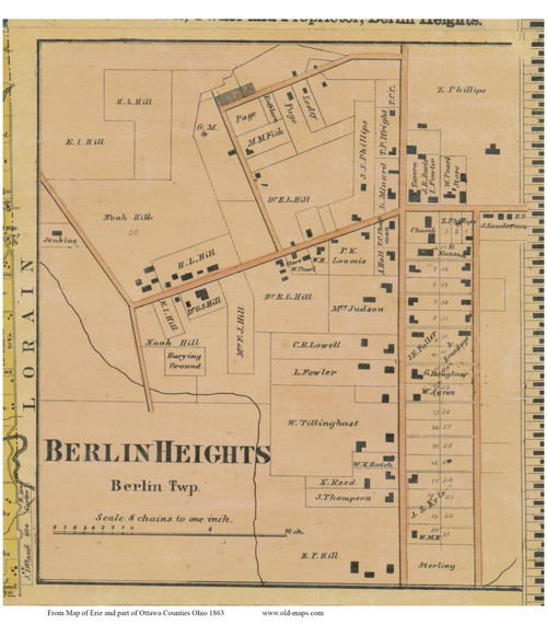 Berlin Heights - Berlin, Ohio 1863 Old Town Map Custom Print - Erie Co ...