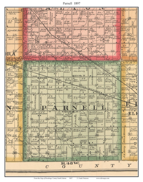 Parnell, South Dakota 1897 Old Town Map Custom Print - Brookings Co ...