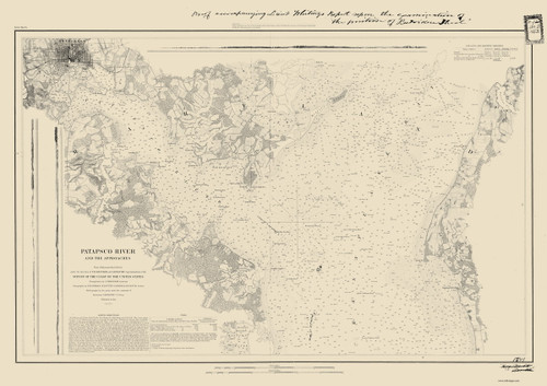 Patapsco River and the Approaches 1849 - Old Map Nautical Chart AC ...