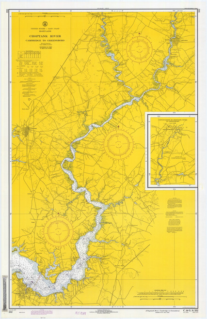 Choptank River Cambridge to Greensboro 1971 - Old Map Nautical Chart AC ...