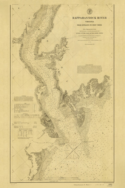 Rappahannock River 1 1861 - Old Map Nautical Chart AC Harbors 392 ...