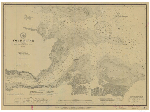 York River Lower 1906 - Old Map Nautical Chart AC Harbors 398 ...