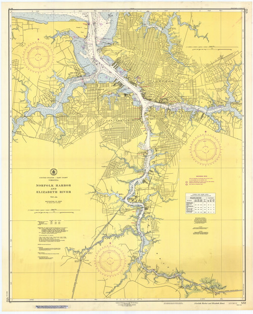 Norfolk Harbor and Elizabeth River 1952 - Old Map Nautical Chart AC ...