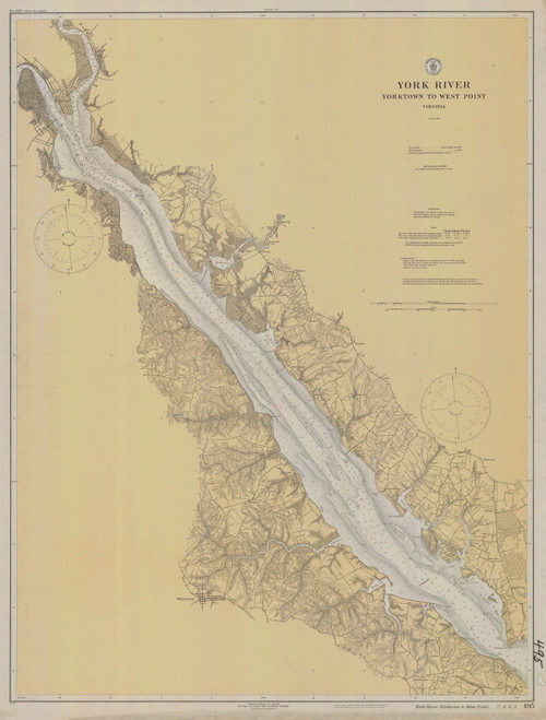 York River - Yorktown to West Point 1919 - Old Map Nautical Chart AC ...