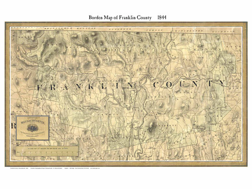 Franklin County Massachusetts 1844 - Old Map Custom Print - Borden MA ...